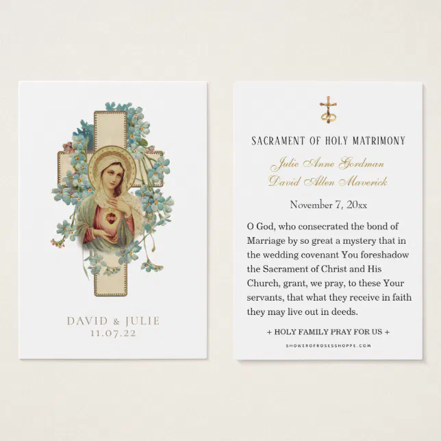 Immaculate Mary Catholic Wedding Prayer Card | Zazzle