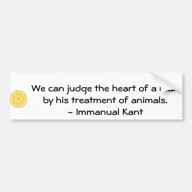 Immanual Kant Animal Rights quote Bumper Sticker | Zazzle