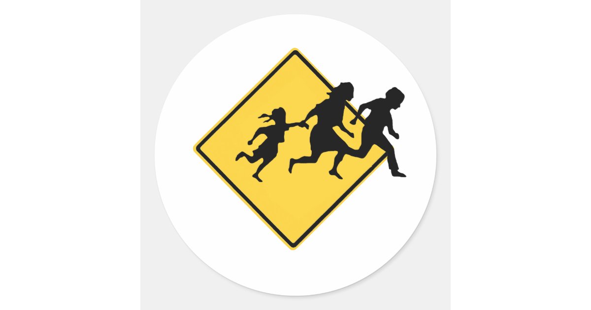 Immigrant crossing classic round sticker | Zazzle