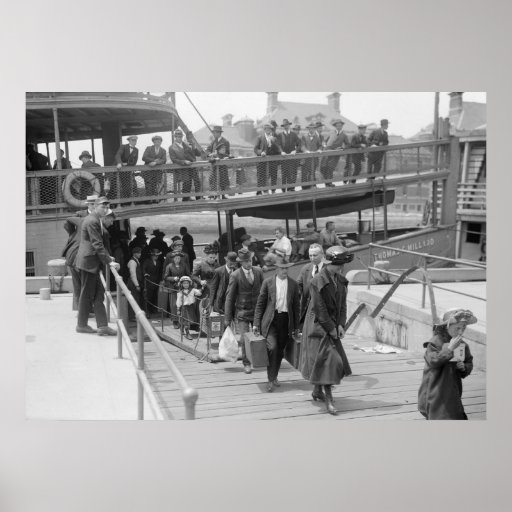 Immigrants Arriving at Ellis Island, early 1900s Poster | Zazzle