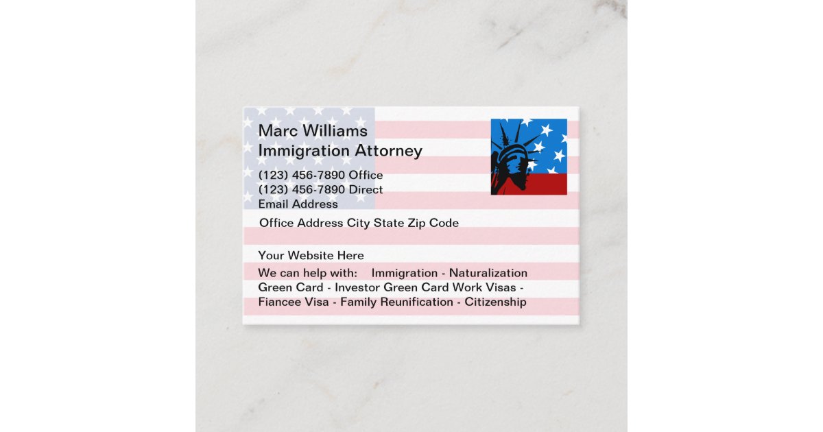 Immigration Naturalization Attorney Business Card | Zazzle