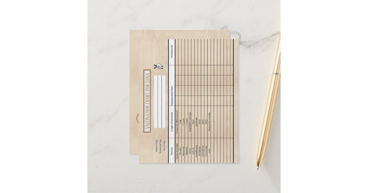 Immunization Chart Wooden Background | Zazzle