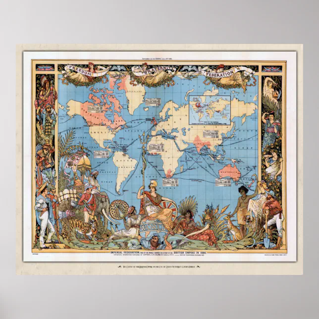 Imperial Federation Map of the British Empire Map Poster | Zazzle