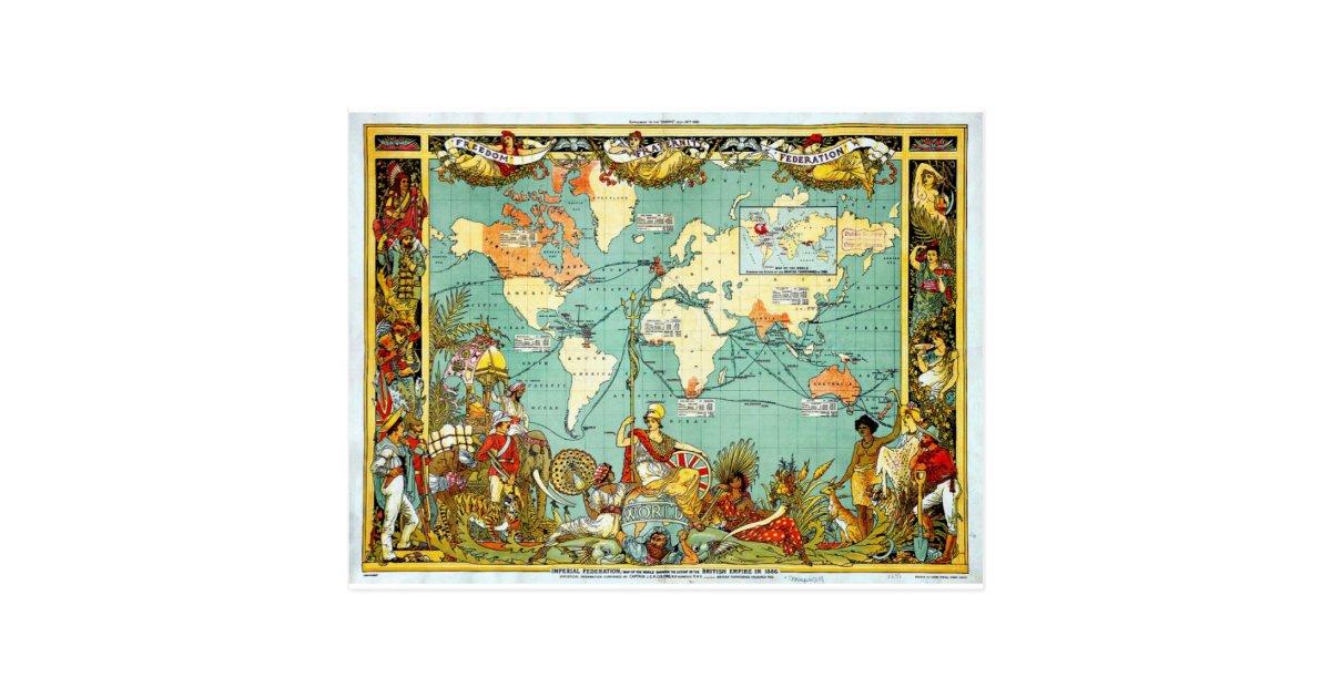 Imperial Federation Map of the World Showi Postcard | Zazzle.com