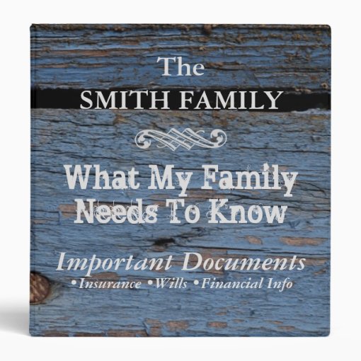 Important Family Documents•Custom 3 Ring Binder | Zazzle