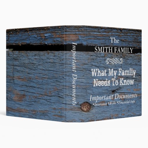 Important Family Documents•Custom 3 Ring Binder | Zazzle