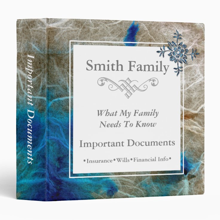 Important Family Documents | Vintage Blue 3 Ring Binder | Zazzle