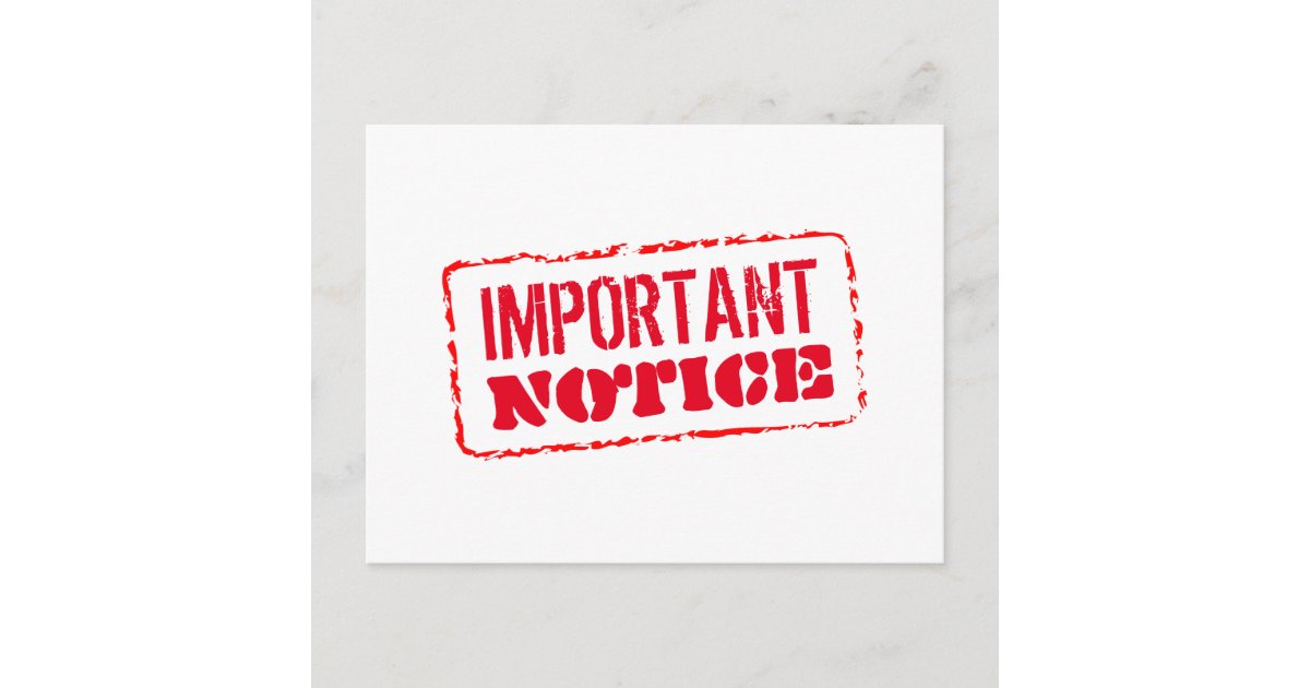 Important notice vintage red ink rubber stamp postcard | Zazzle