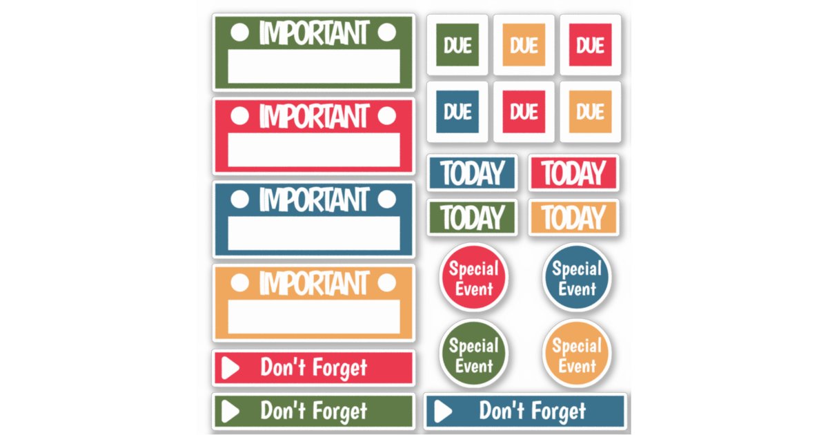 Important Reminder Planner Sticker | Zazzle