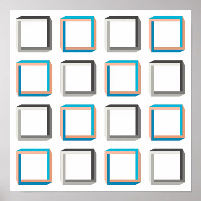 Impossible squares elegant geometric pattern poster | Zazzle