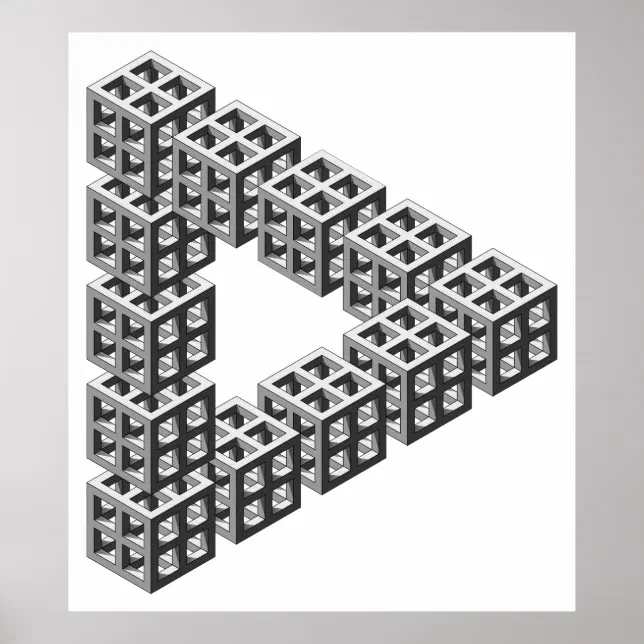 Impossible Triangle Optical Illusion Poster | Zazzle