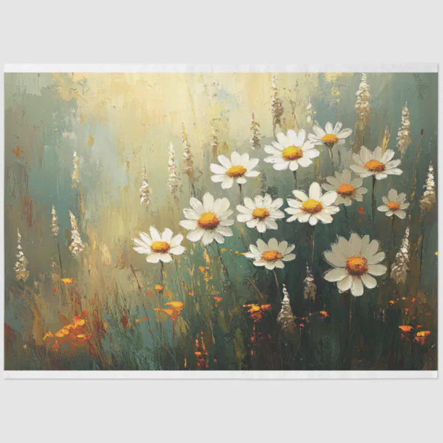 Impressionist Daisy Field Art Decoupage Tissue Paper | Zazzle