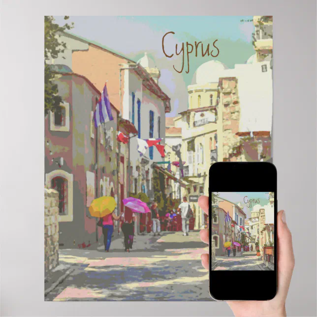 Impressionist Vintage Streets of Cyprus Travel Poster | Zazzle