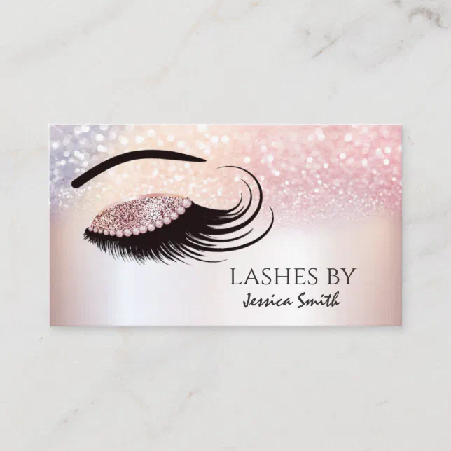 Impressive rose gold diamond glittery makeup eye business card | Zazzle