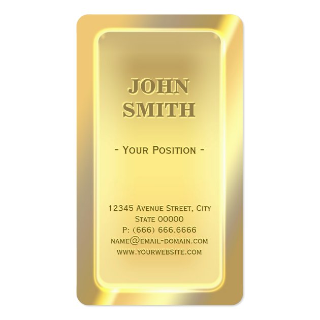 Impressive Shiny Gold Bar Look with Custom Text Business Card