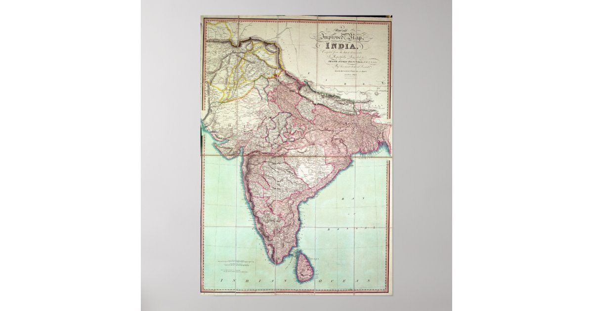 Improved Map of India published in London 1820 Poster | Zazzle