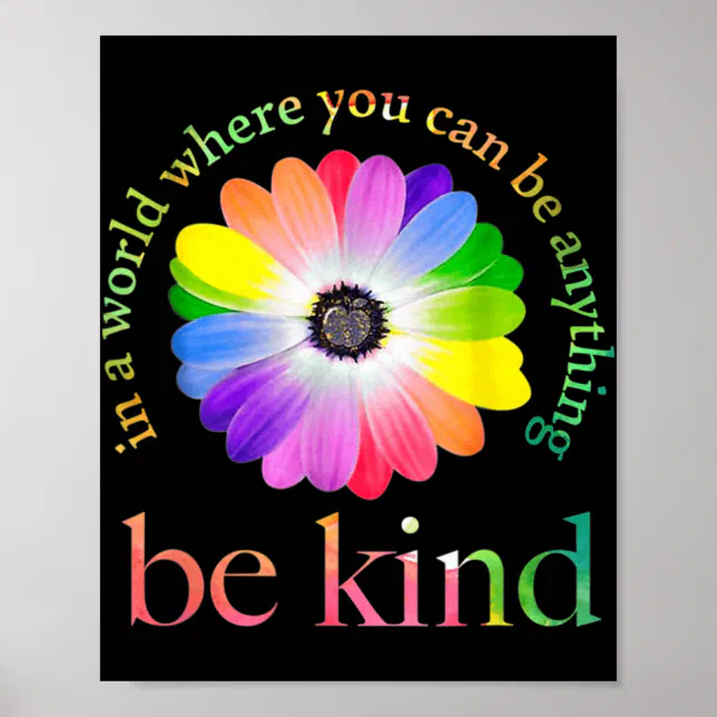 In a world where you can be anything be kind gift poster | Zazzle