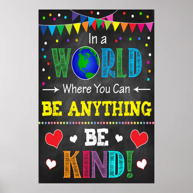 IN A WORLD WHERE YOU CAN BE ANYTHING - BE KIND! POSTER | Zazzle