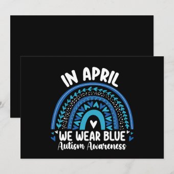 In April We Wear Blue Autism Awareness Rainbow Invitation | Zazzle