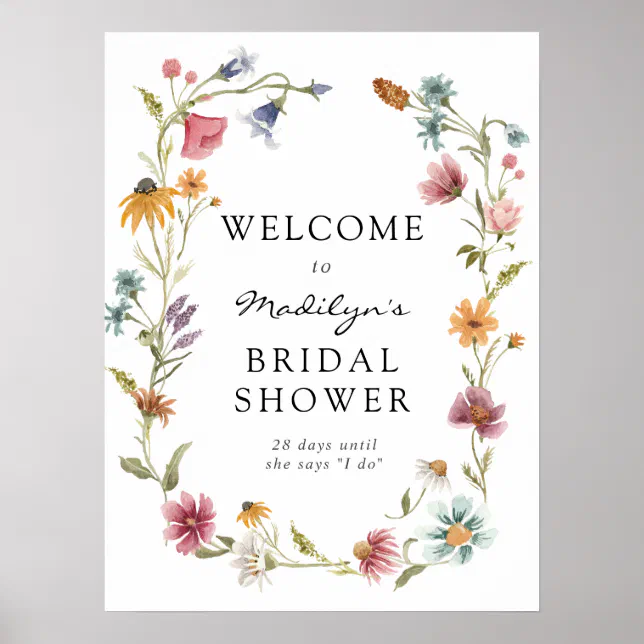 In Bloom Wildflower Bridal Shower Welcome Sign | Zazzle