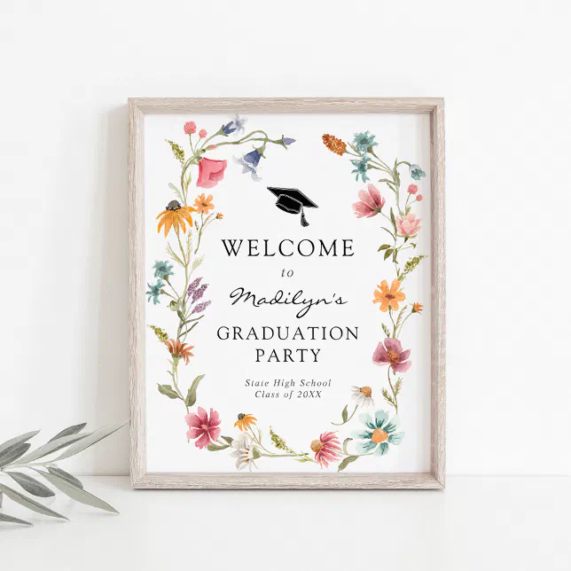 In Bloom Wildflower Graduation Party Welcome Sign | Zazzle