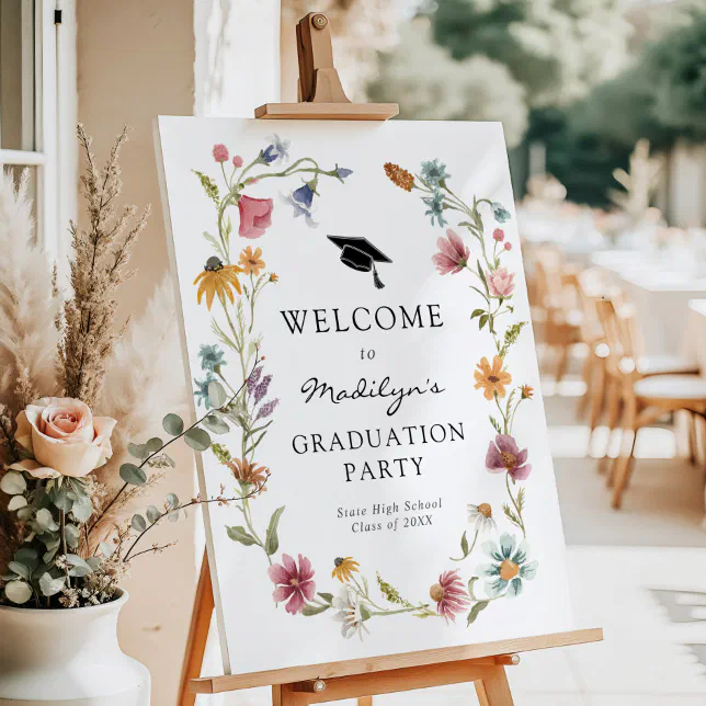 In Bloom Wildflower Graduation Party Welcome Sign | Zazzle
