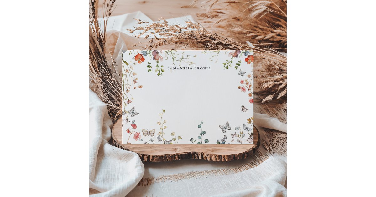 In Bloom Wildflower Personalized Note Card | Zazzle
