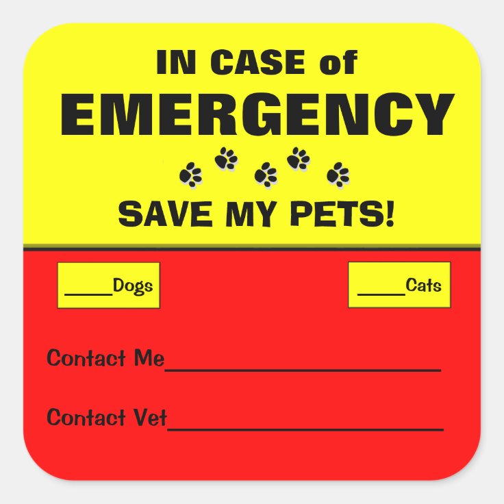 In Case of Emergency Alert Rescue Pet Stickers | Zazzle