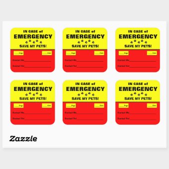 In Case of Emergency Alert Rescue Pet Stickers | Zazzle