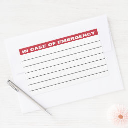 In Case of Emergency Information Sticker | Zazzle