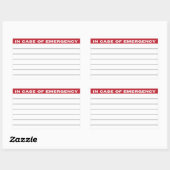 In Case of Emergency Information Sticker | Zazzle