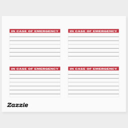 In Case of Emergency Information Sticker | Zazzle