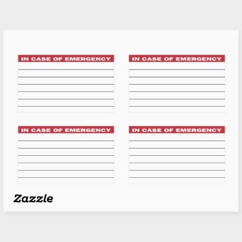 In Case of Emergency Information Sticker | Zazzle
