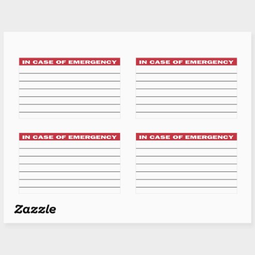 In Case of Emergency Information Sticker | Zazzle