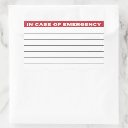 In Case of Emergency Information Sticker | Zazzle