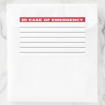 In Case of Emergency Information Sticker | Zazzle