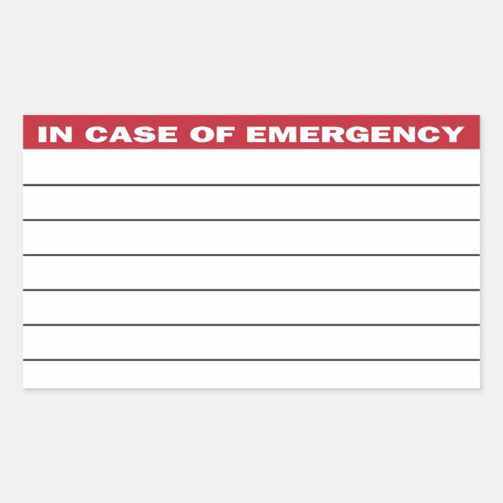 In Case of Emergency Information Sticker | Zazzle.com