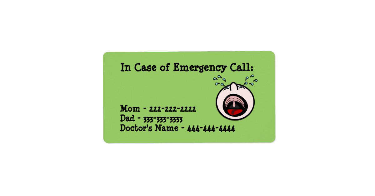 In Case of Emergency Labels | Zazzle