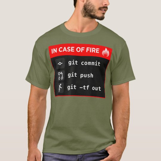 In Case of Fire Git Commit Git Push Git TF Out T-Shirt | Zazzle.com