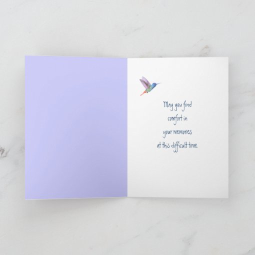 In Deepest Sympathy Beautiful Hummingbird Card | Zazzle