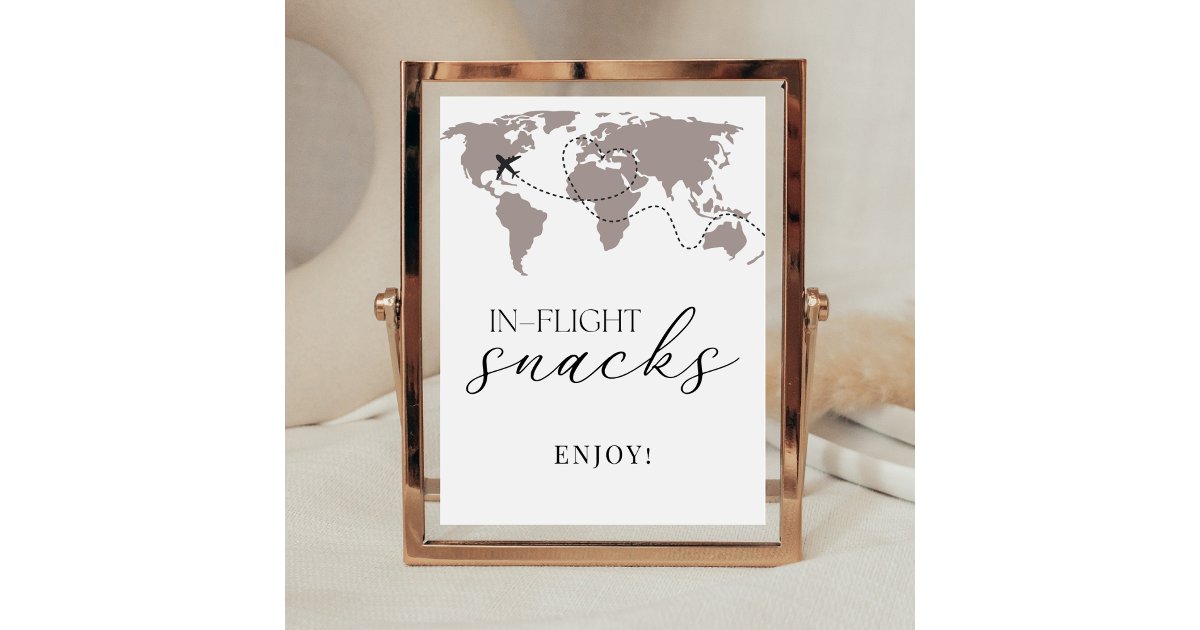 In-Flight Snacks Airplane Baby Shower Food Table Pedestal Sign | Zazzle