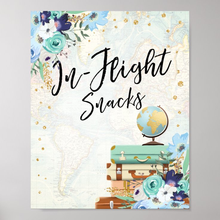 In-Flight Snacks Bar sign Travel Shower Adventure | Zazzle