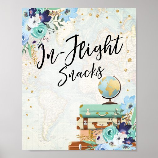 In-Flight Snacks Bar sign Travel Shower Adventure | Zazzle