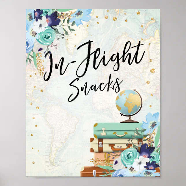 In-Flight Snacks Bar sign Travel Shower Adventure | Zazzle