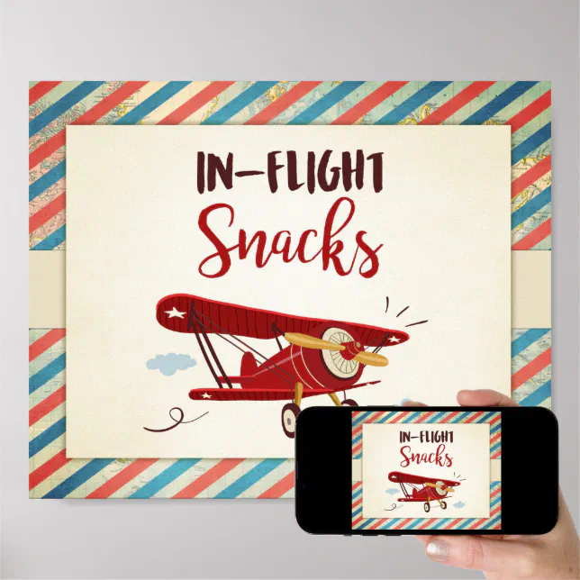 In flight snacks Sign Airplane Food Table Snack | Zazzle