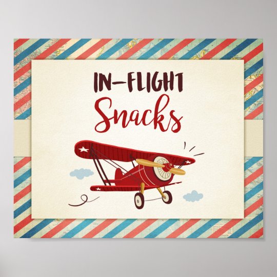 In flight snacks Sign Airplane Food Table Snack | Zazzle.com