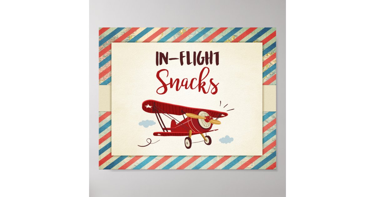 In flight snacks Sign Airplane Food Table Snack | Zazzle