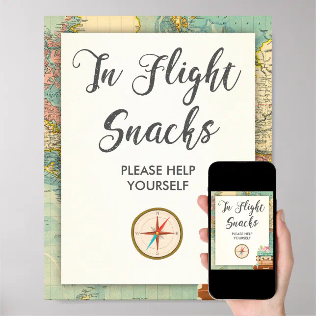 In Flight Snacks Travel Adventure Food Table Sign | Zazzle