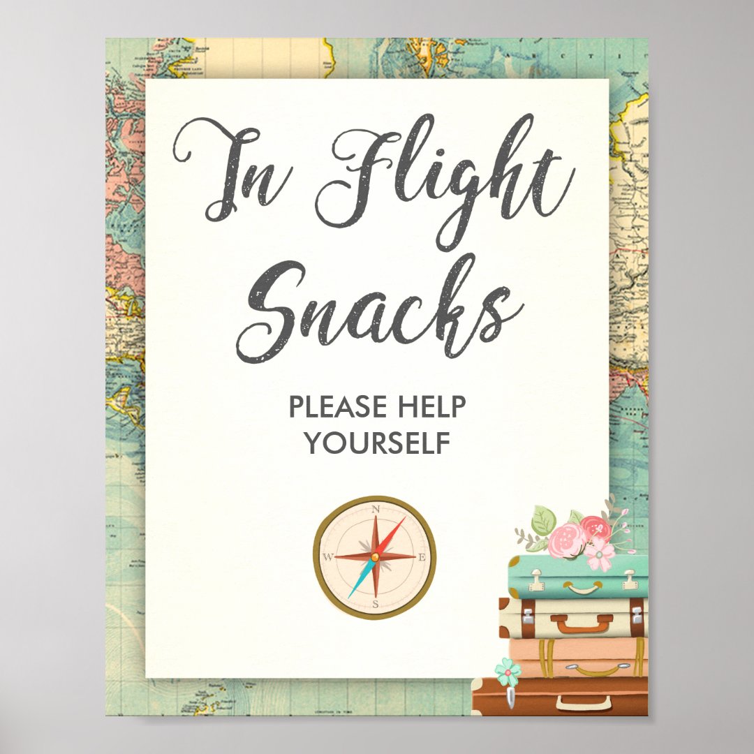 In Flight Snacks Travel Adventure Food Table Sign | Zazzle