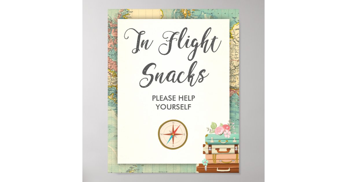 In Flight Snacks Travel Adventure Food Table Sign | Zazzle